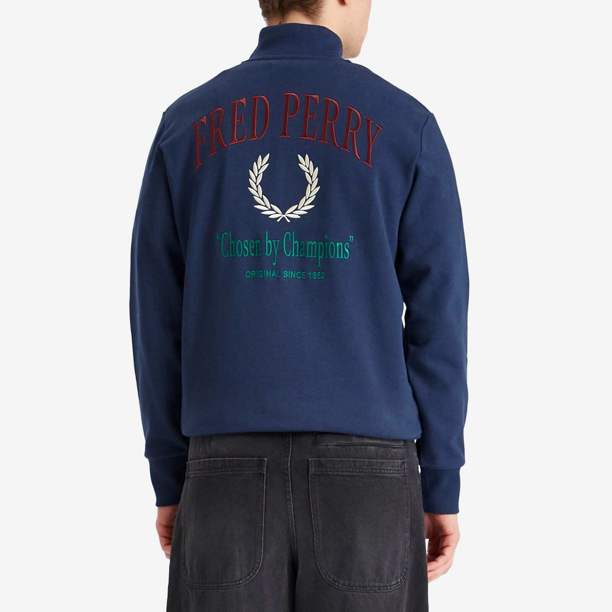 Fred Perry Men's Embroidered Champion Half Zip Sweatshirt in Tennis ...