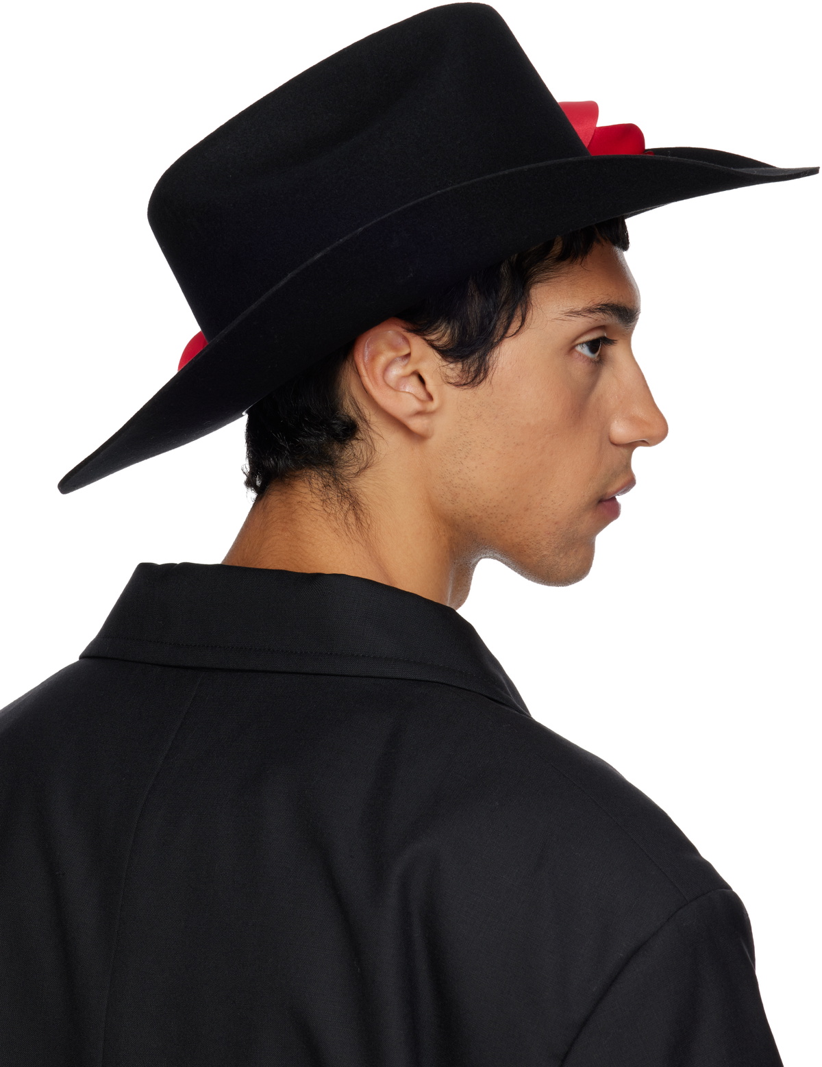 WILLY CHAVARRIA Black Flower Hat Willy Chavarria