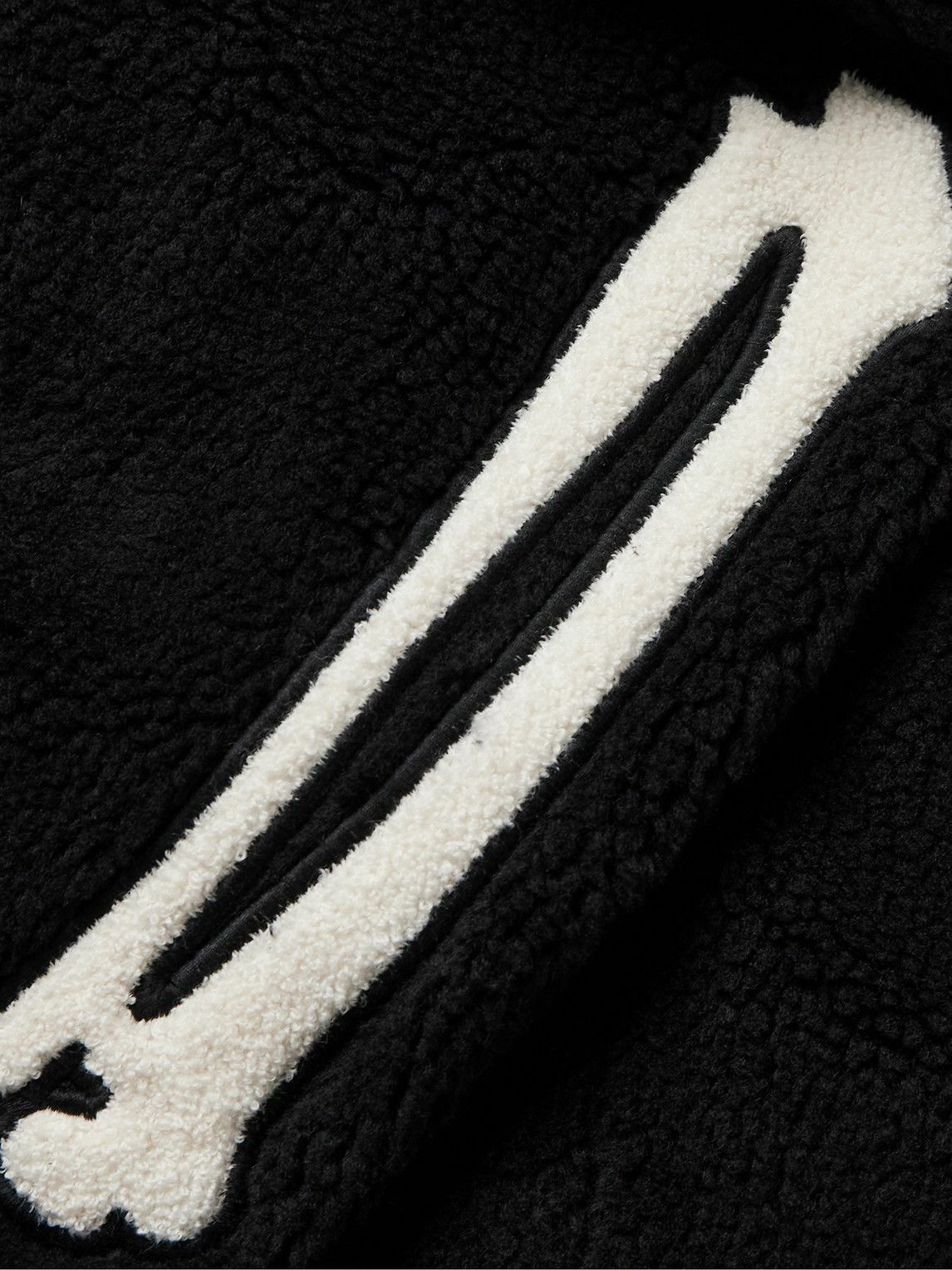 AMIRI - Bones Appliquéd Logo-Embroidered Fleece Jacket - Black Amiri