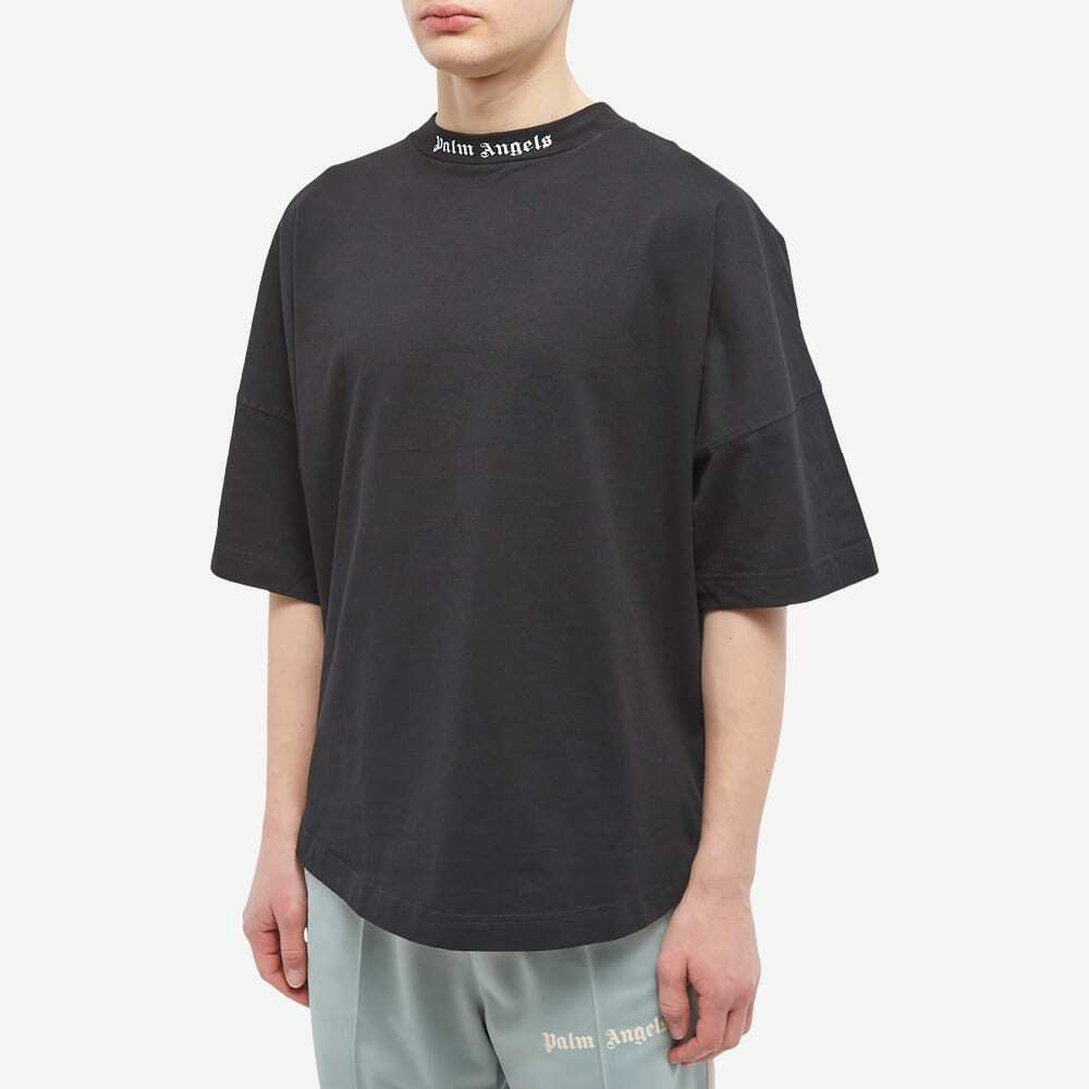 Palm Angels Men's Oversized Mock Neck Logo T-Shirt in Black/White Palm ...