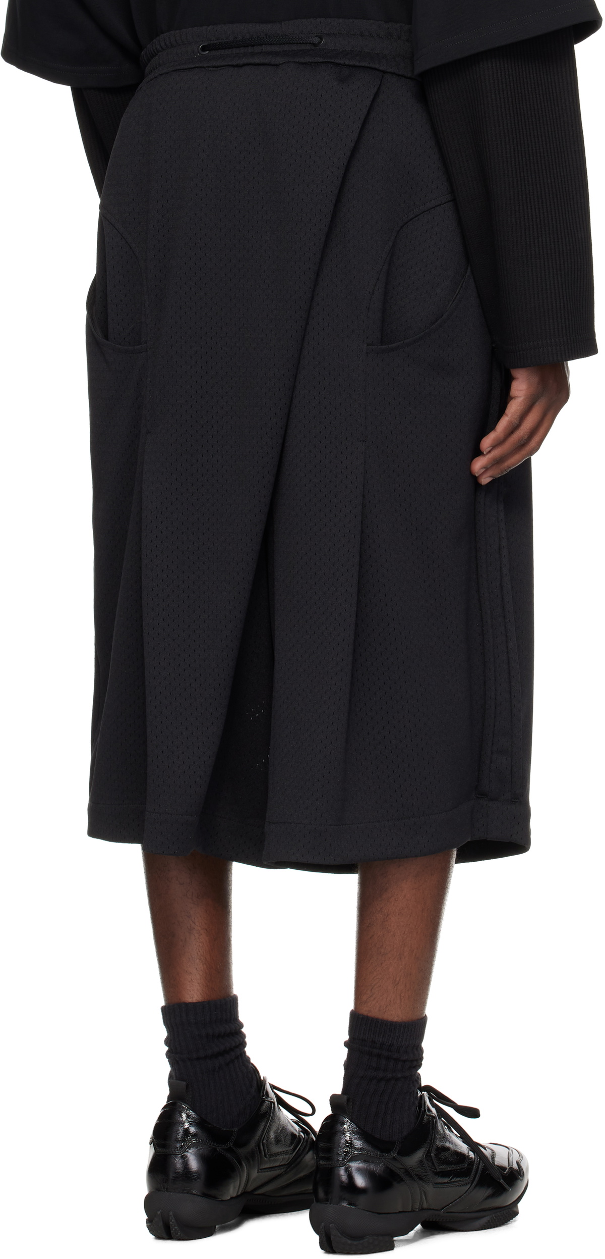 NAMESAKE Black Reid Pleated Basketball Shorts NAMESAKE