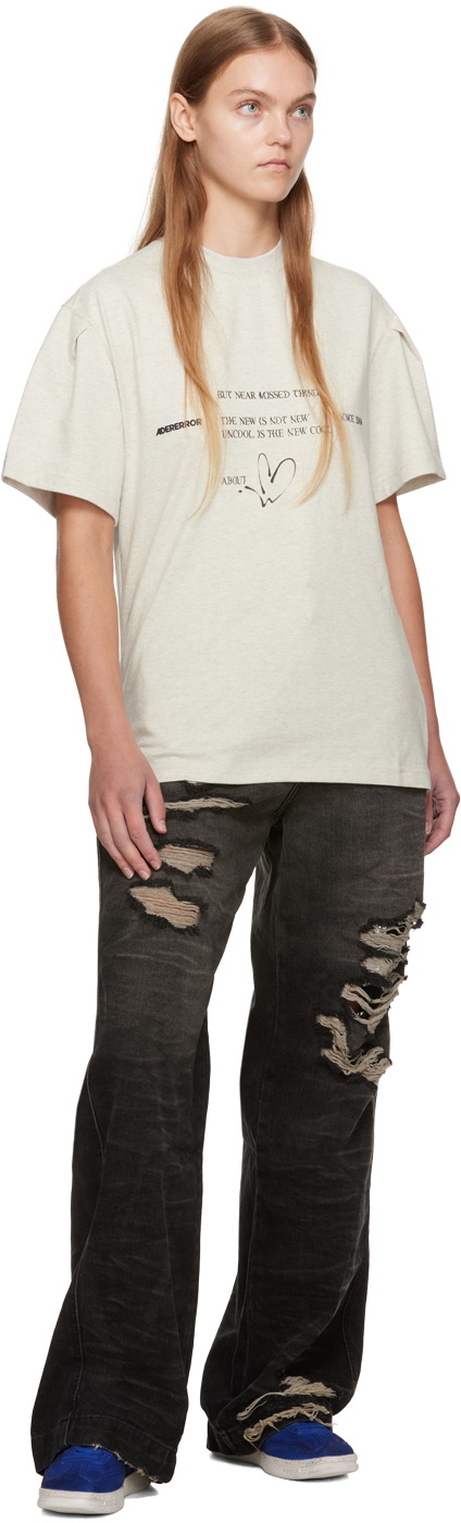 ADER error Beige Twinkle Heart T-Shirt ADER error