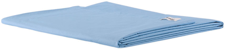 Tekla Blue Percale Flat Sheet Tekla Fabrics