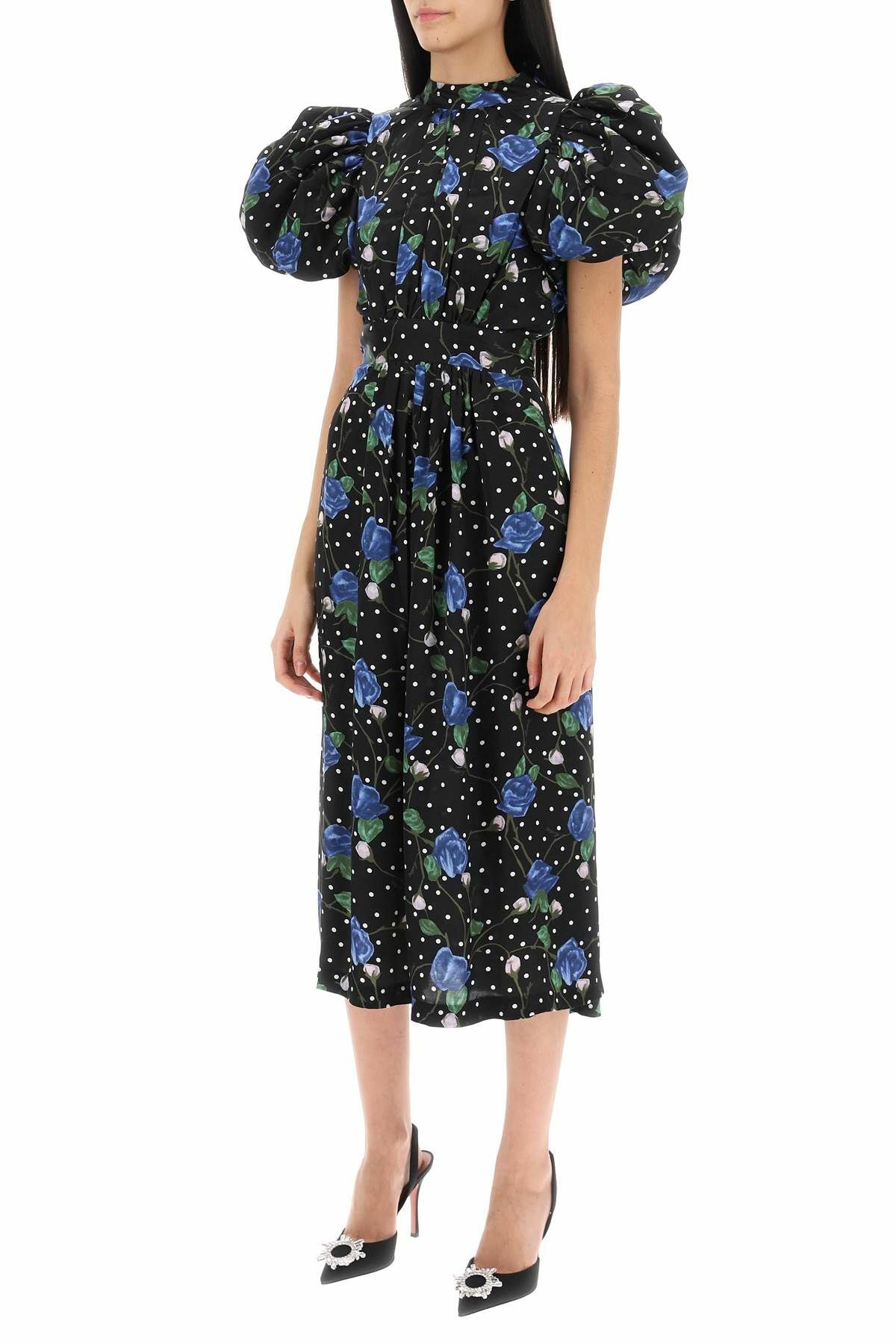 ROTATE midi dress with balloon sleeves Black ROTATE Birger Christensen