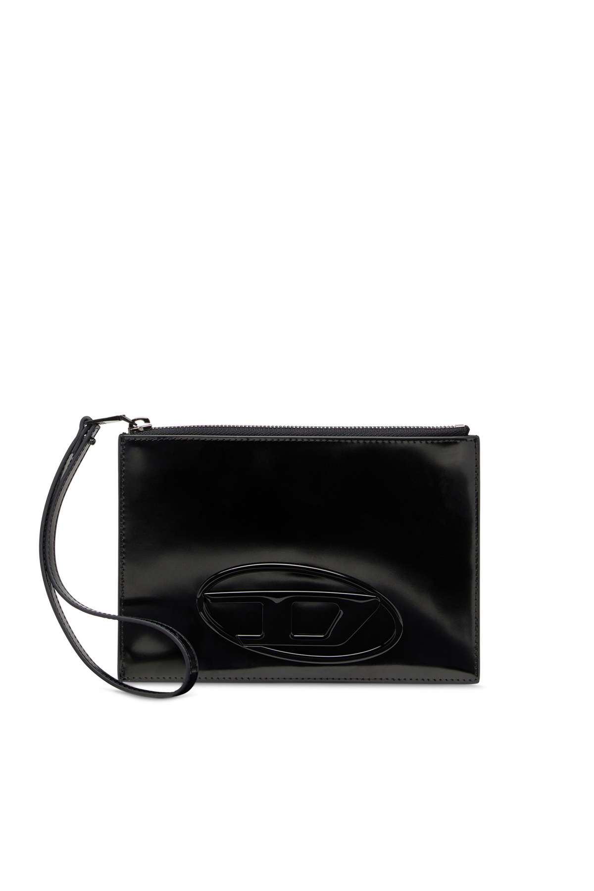 Diesel Zipped pouch in mirror leather - Small Wallets Womens in Black ...