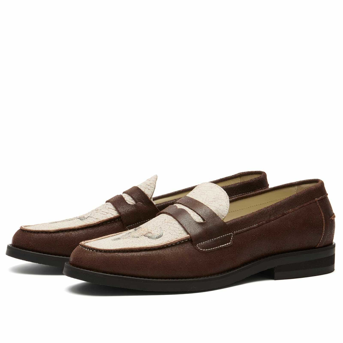 Duke + Dexter Men's Wilde Cracked Bison Skull Penny Loafer in Brown ...
