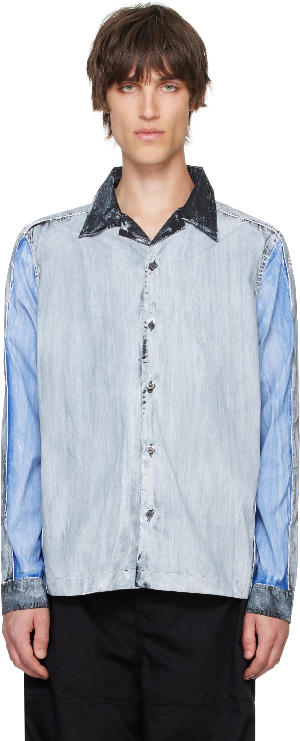 Diesel Gray & Blue S-Creed-Block Shirt Diesel