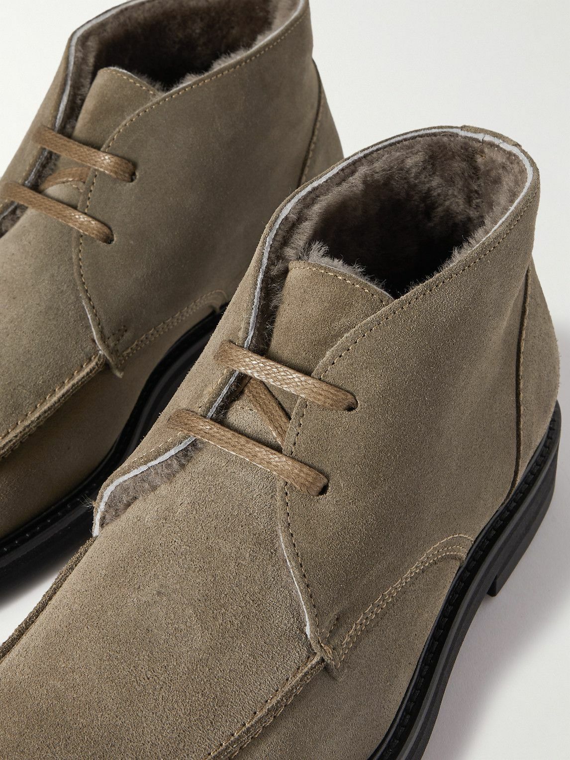 Mr P. - Andrew Split-Toe Shearling-Lined Waxed-Suede Chukka Boots ...