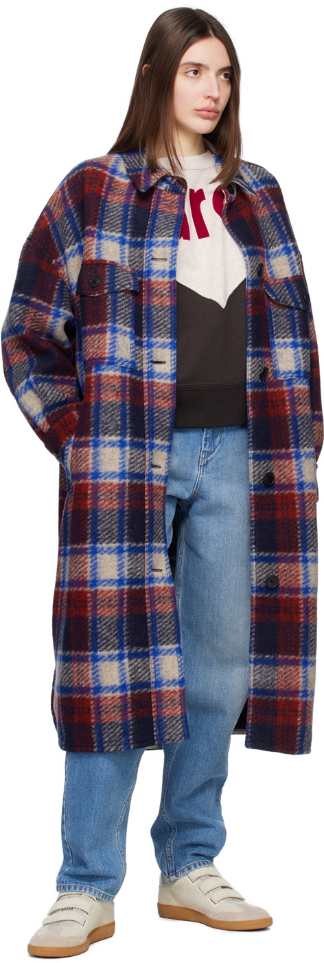 Isabel Marant Etoile Red & Blue Fontizi Coat Isabel Marant Etoile