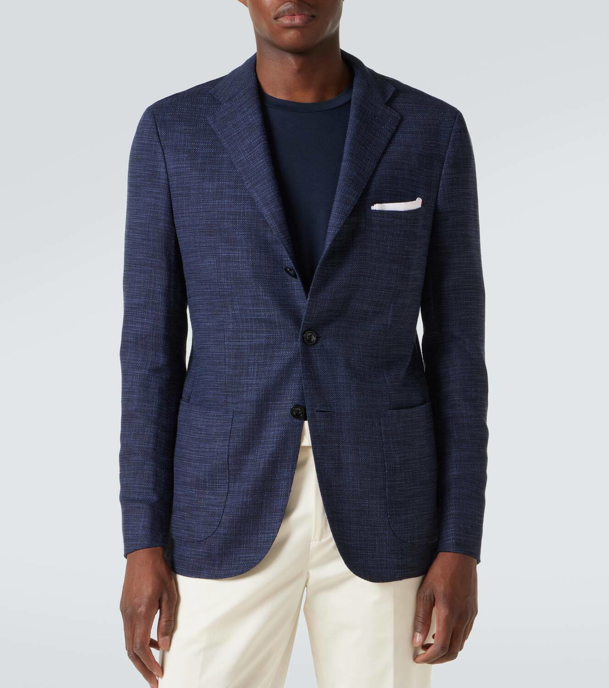 Kiton Wool, silk, and cotton-blend blazer Kiton