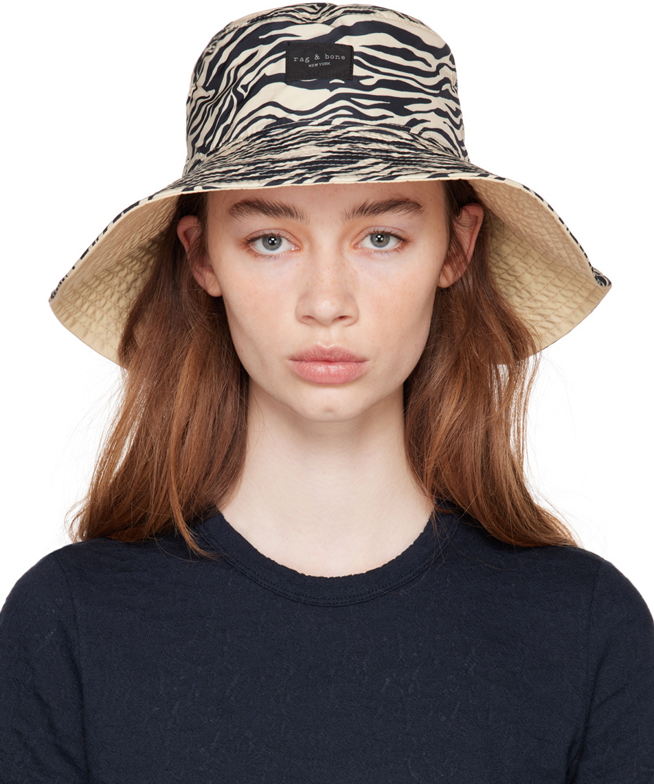rag & bone Off-White Reversible Addison Cruise Bucket Hat Rag and Bone