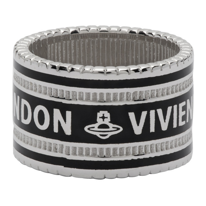Vivienne Westwood Silver and Black Conduit Street Ring Vivienne Westwood