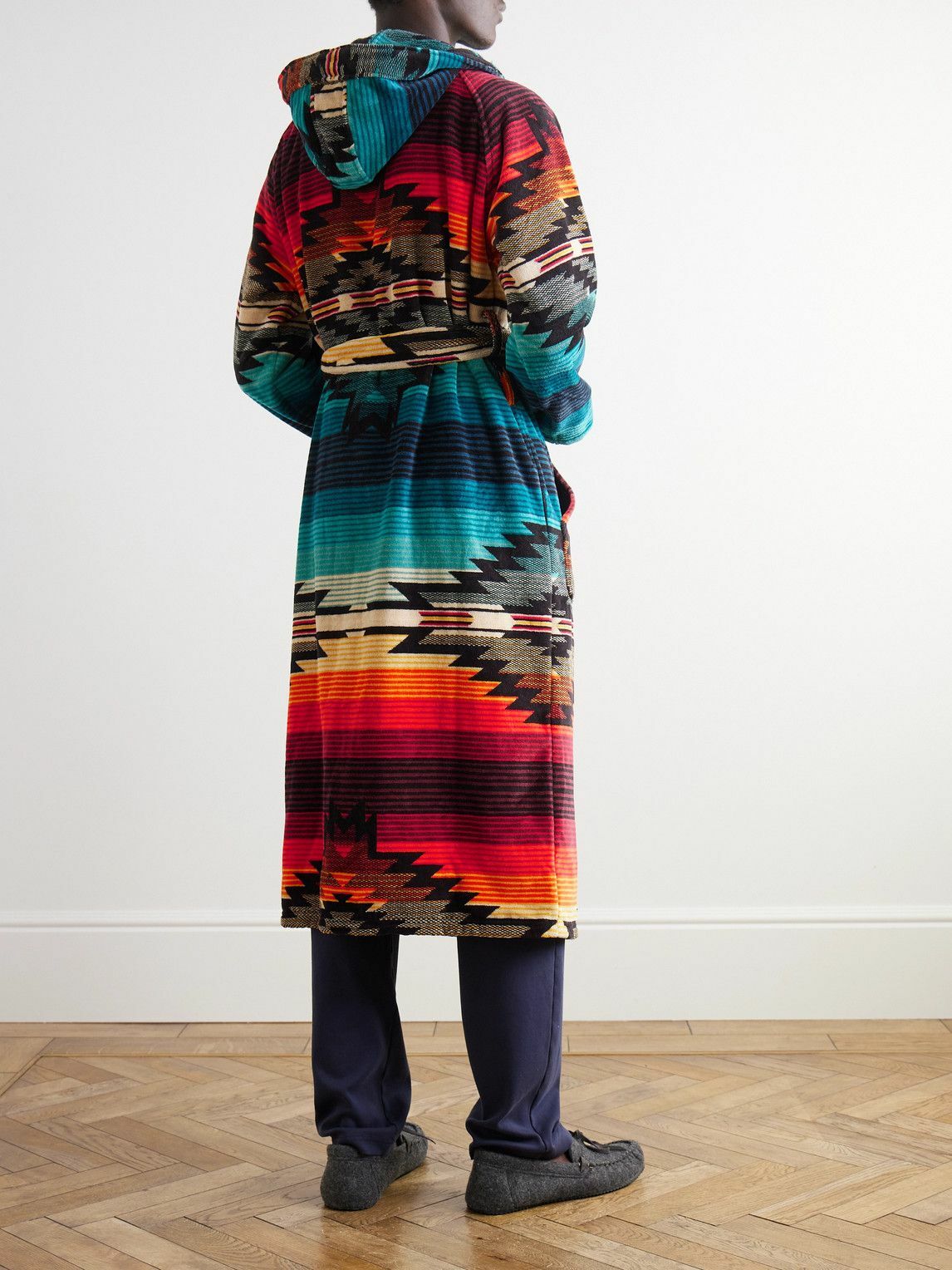 Pendleton - Saltillo Hooded Cotton-Terry Jacquard Robe - Red Pendleton