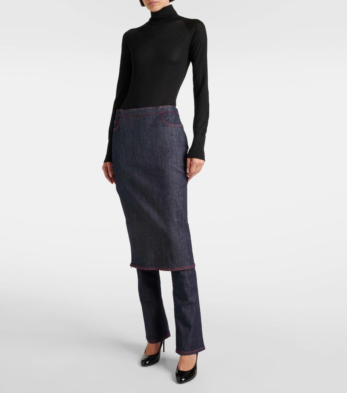 Alaïa Denim skirt pants ALAÏA