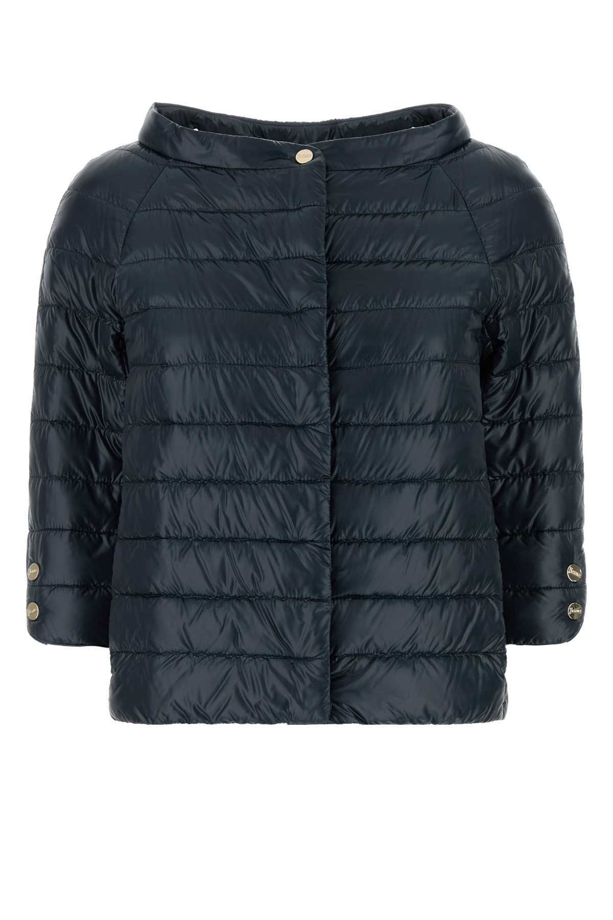 Herno Navy Blue Nylon Down Jacket Herno