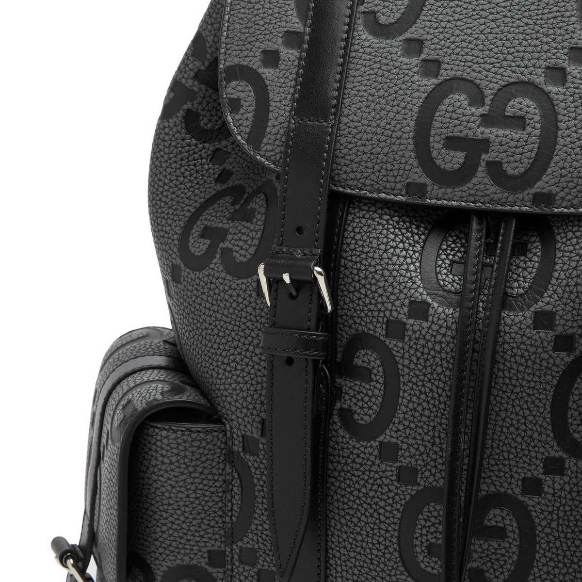 Gucci Men's GG Jumbo Leather Backpack in Black Gucci