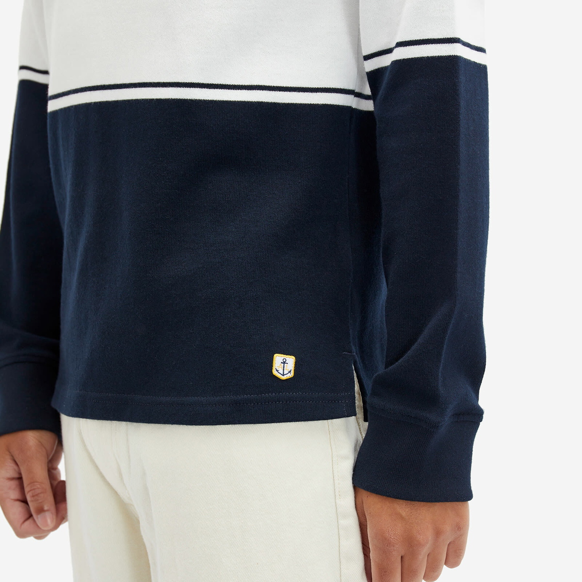 Armor-Lux Men's Wide Stripe Rugby Shirt in Rich Navy/Milk Armor Lux