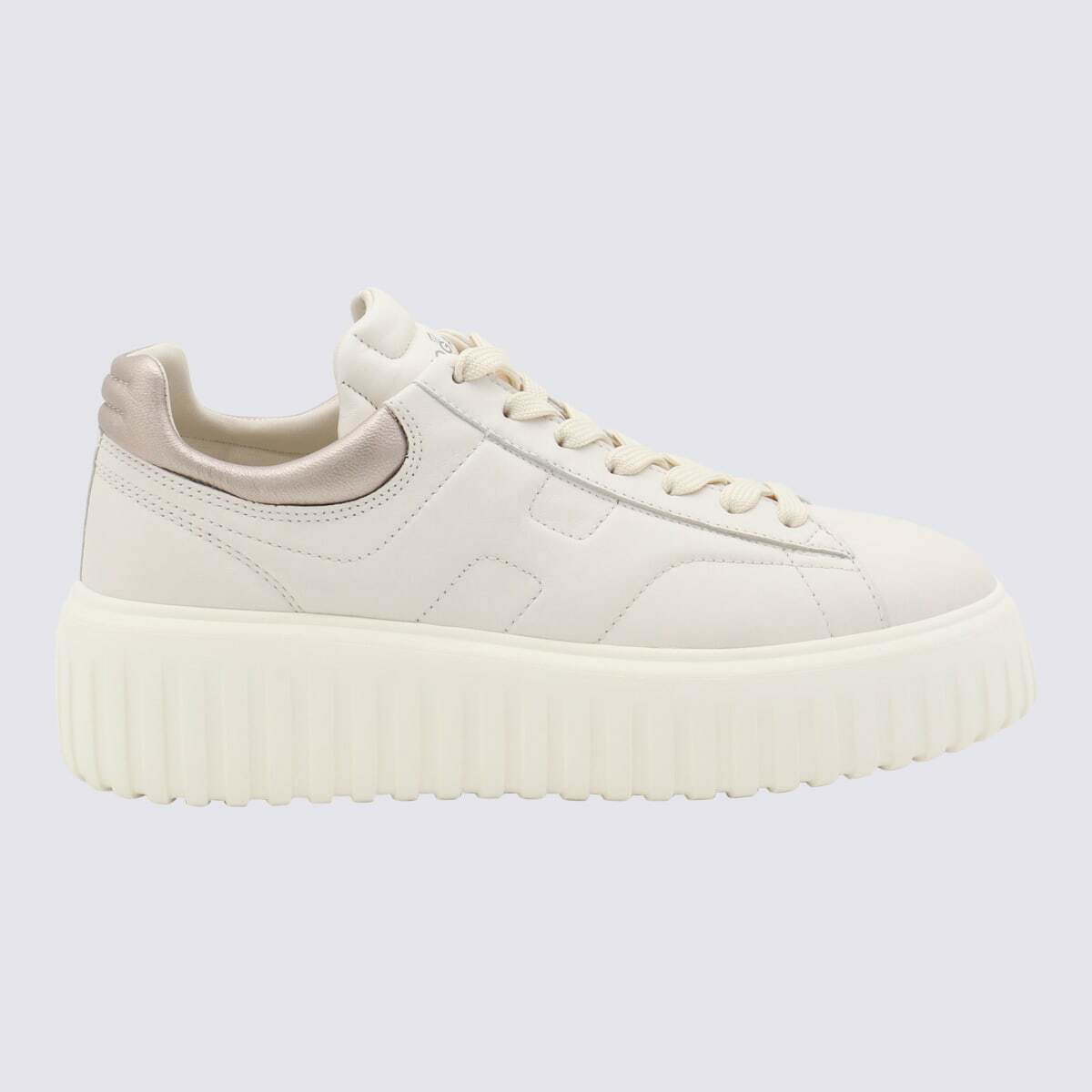 Hogan White And Cream Leather Sneakers Hogan