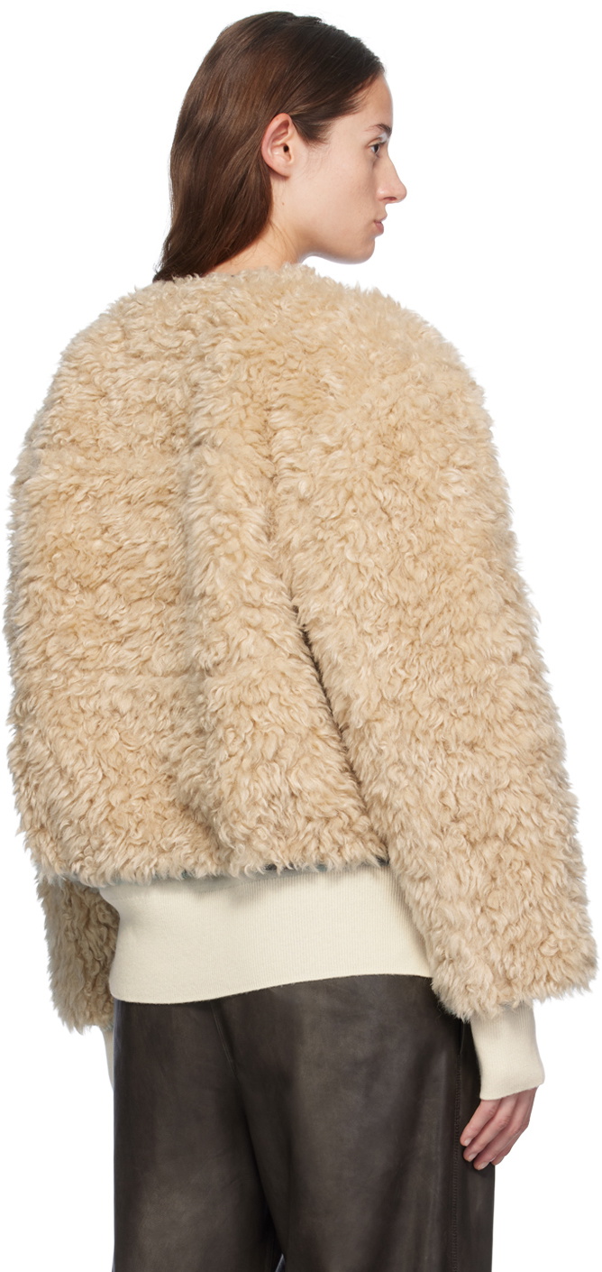 Stand Studio Beige & Gray Charmaine Reversible Faux-Shearling Jacket ...