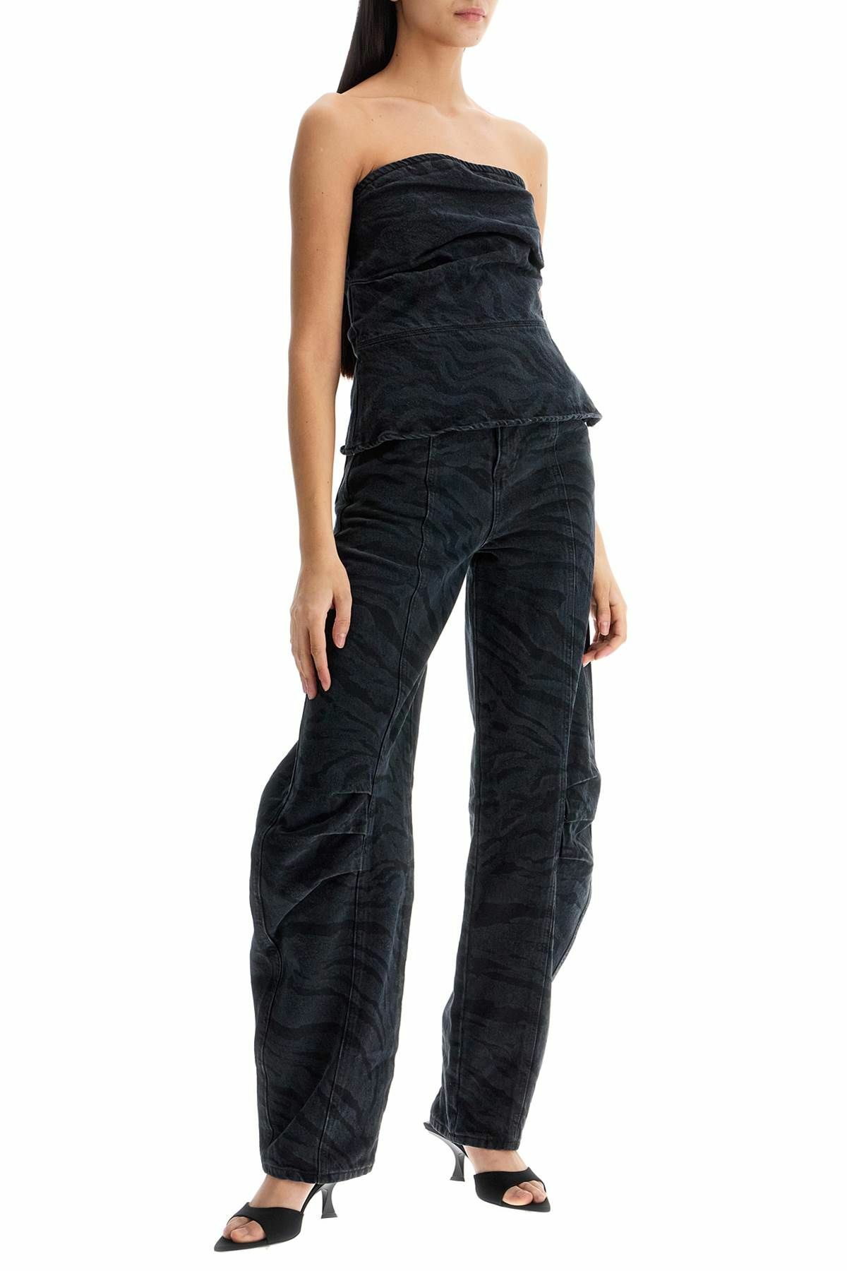 ROTATE animal print barrel jeans Black ROTATE Birger Christensen