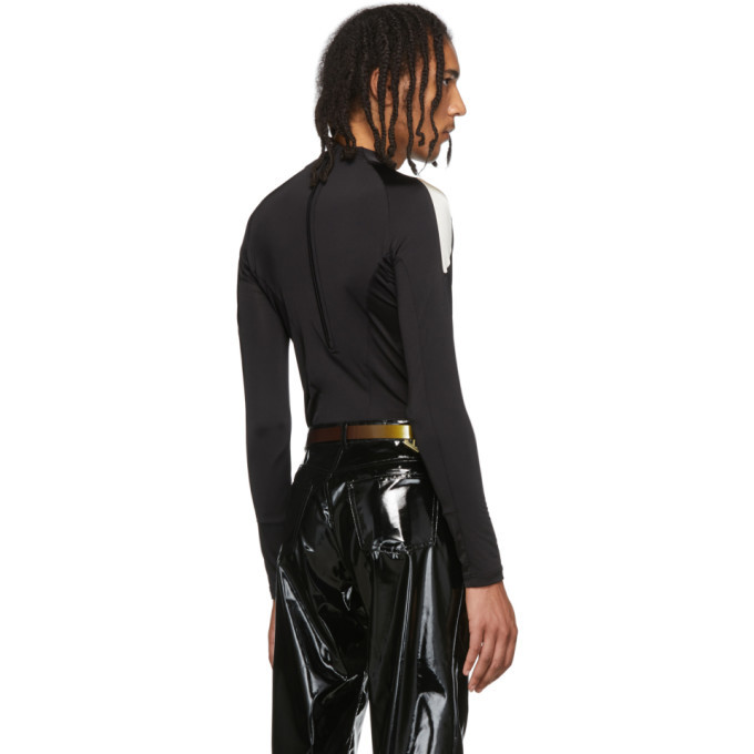 Sankuanz Black and Off-White Colorblock Long Sleeve T-Shirt Sankuanz