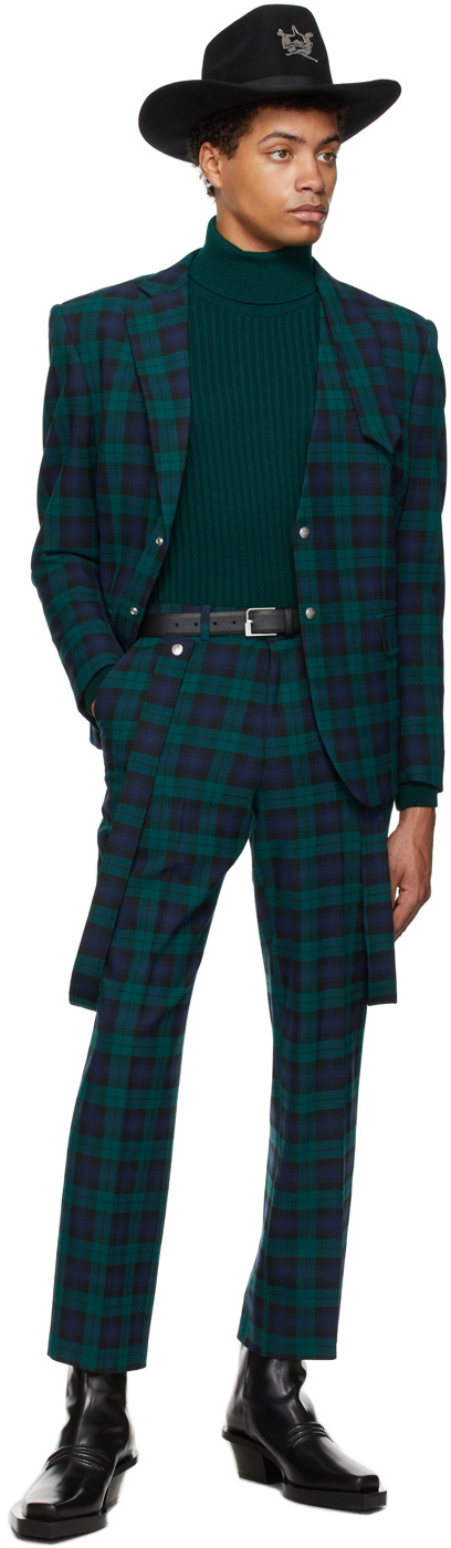 Thebe Magugu Green & Navy Check Blazer