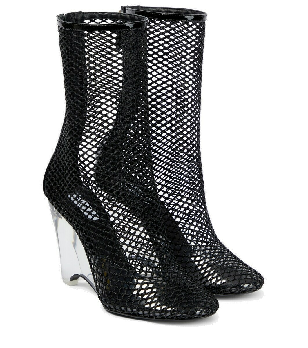 Alaïa La Cage mesh and PVC wedge ankle boots ALAÏA