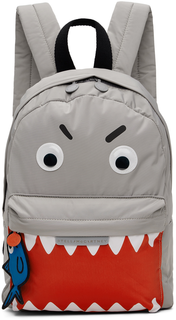 Stella McCartney Kids Gray Shark Print Backpack Stella McCartney