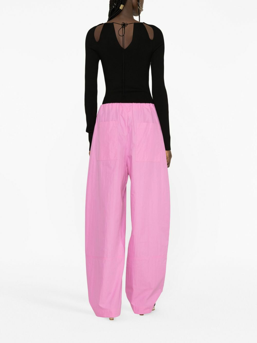 Paris Georgia Pink Cocoon Wide-Leg Parachute Trousers Paris Georgia