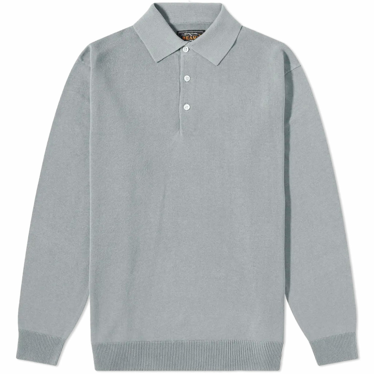 Beams Plus Men's 12g Knitted Polo Shirt in Ice Blue Beams Plus