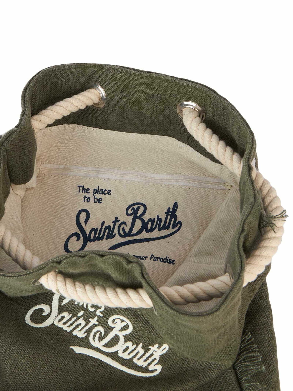 MC2 Saint Barth Green Boat Linen Backpack MC2 Saint Barth