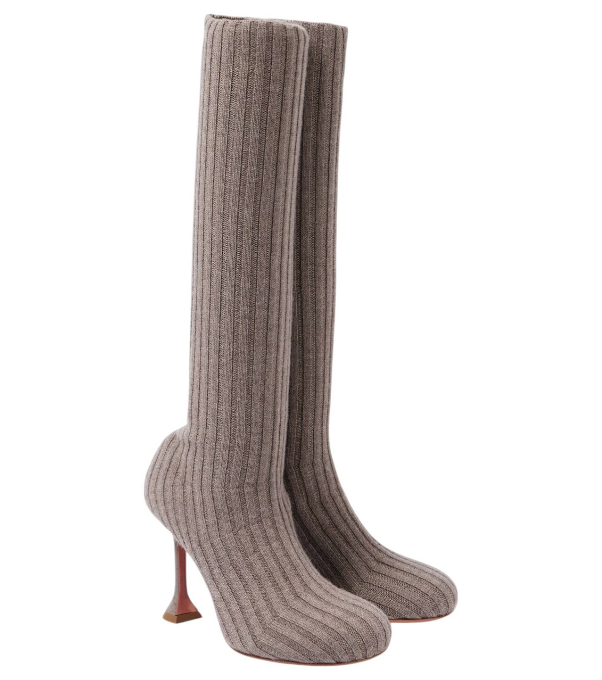 Amina Muaddi Veneda 95 stretch ribbed-knit knee boots Amina Muaddi