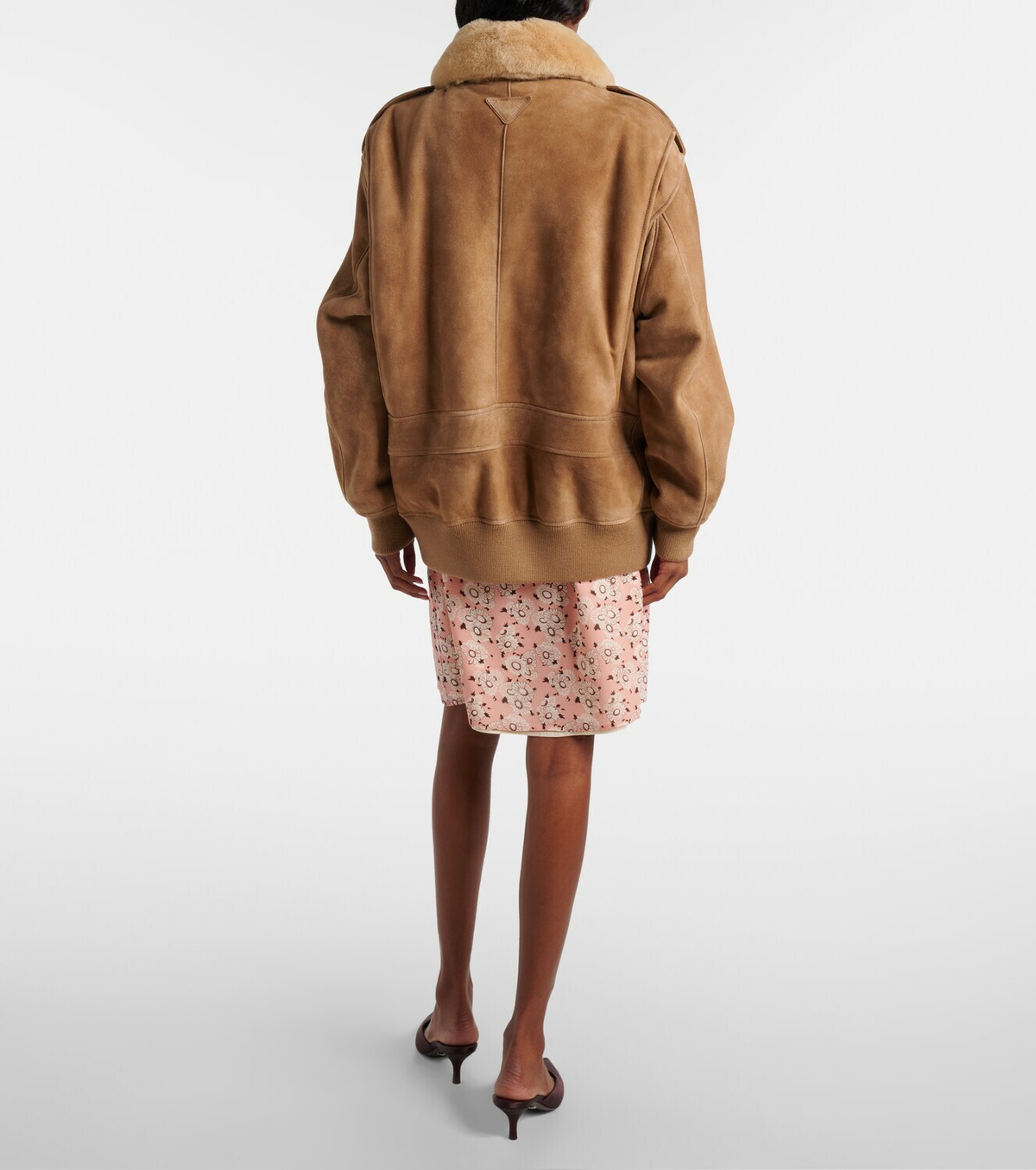 Prada Shearling-trimmed suede jacket Prada