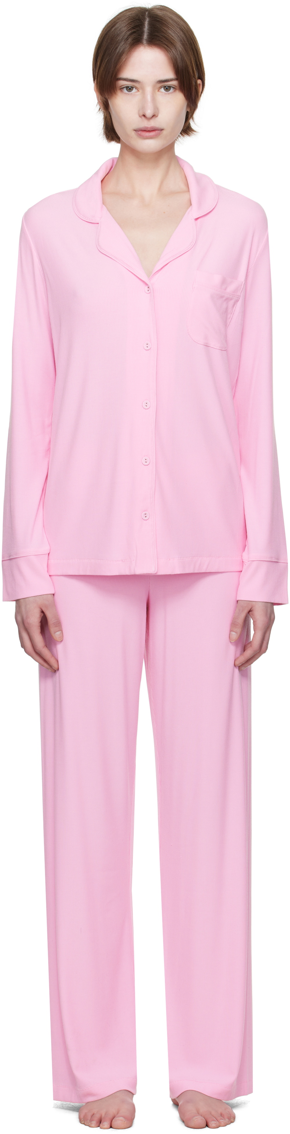 SKIMS Pink Soft Lounge Sleep Pyjama Set SKIMS