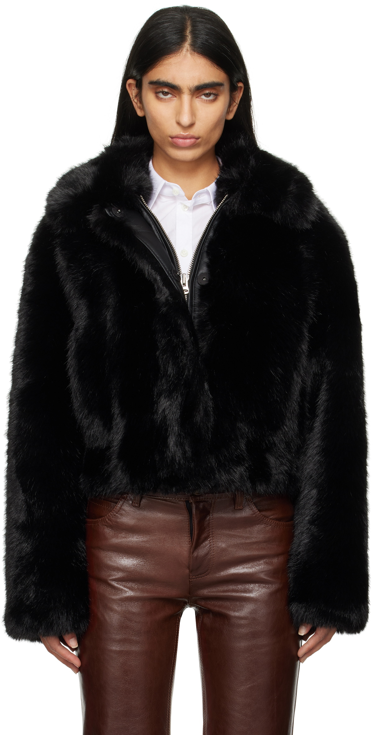 Stand Studio Black Lena Faux-Fur Jacket Stand Studio