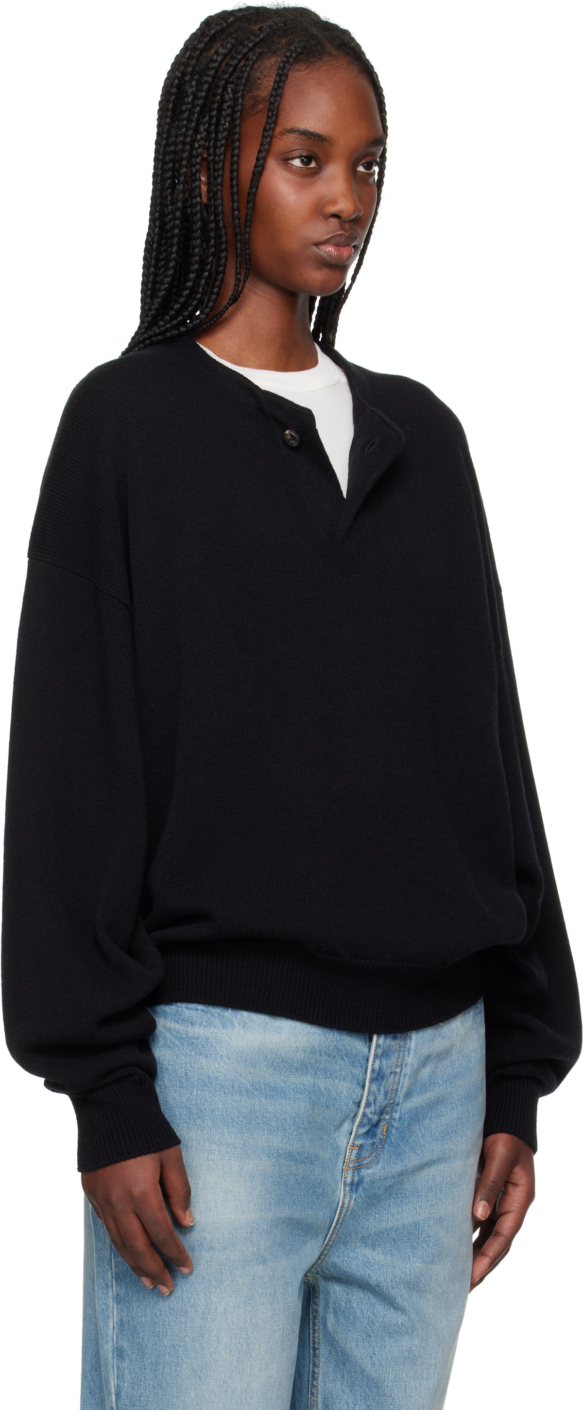 Fear of God Black Fine Knit Henley Fear Of God