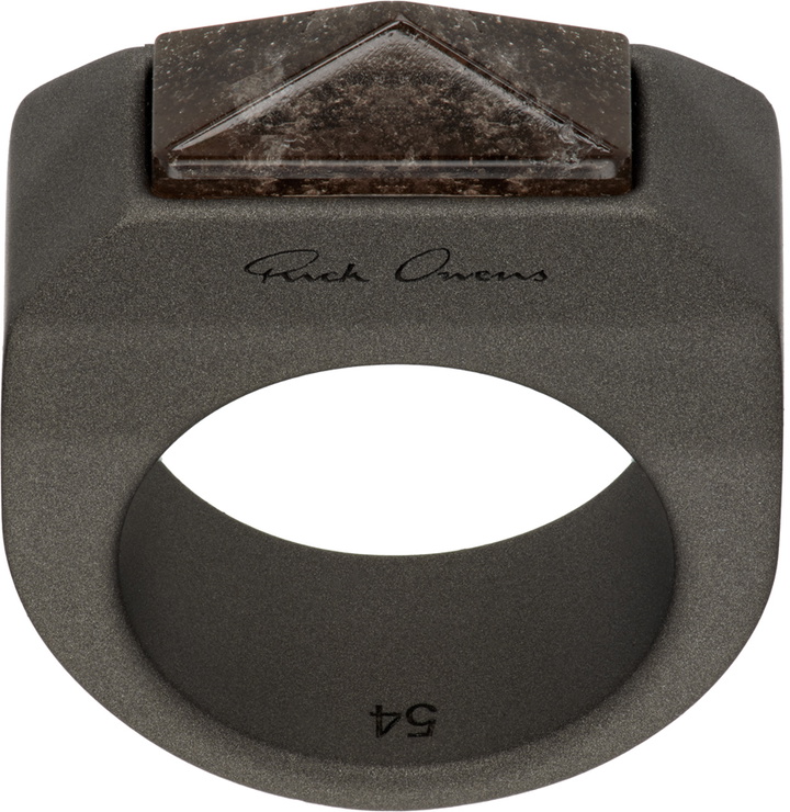 Rick Owens Silver Crystal Pyramid Ring Rick Owens