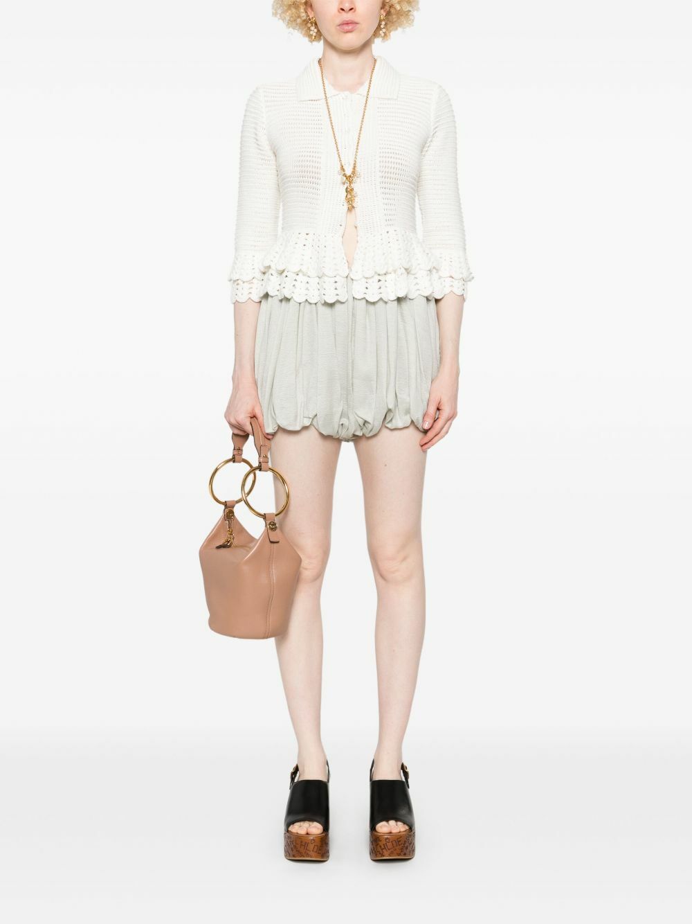 Chloé Ruffled-Hem Crochet Cardigan Chloe