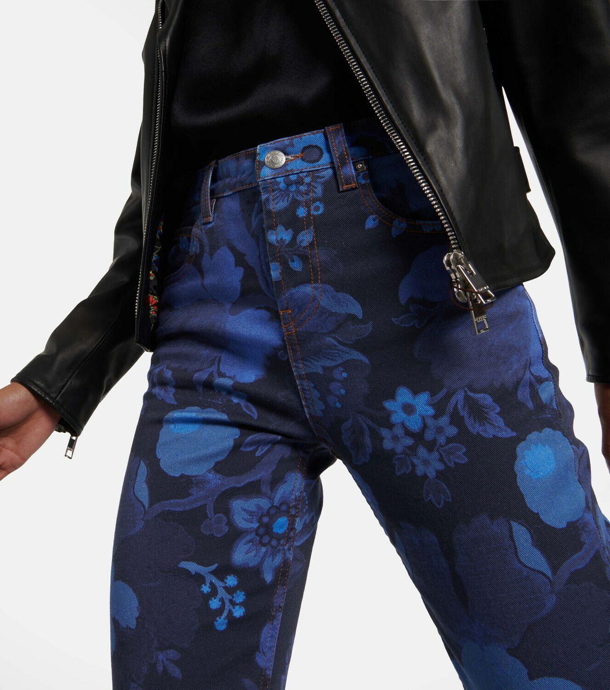 Etro - Printed high-rise straight jeans Etro