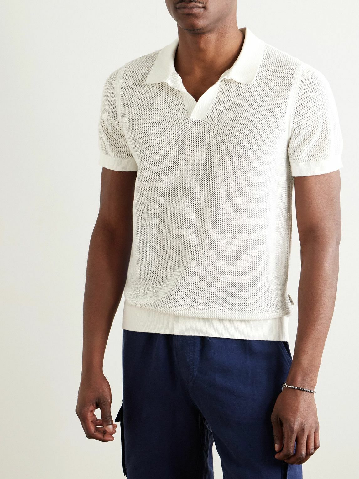 Onia - Johnny Crocheted Cotton-Blend Polo Shirt - White Onia