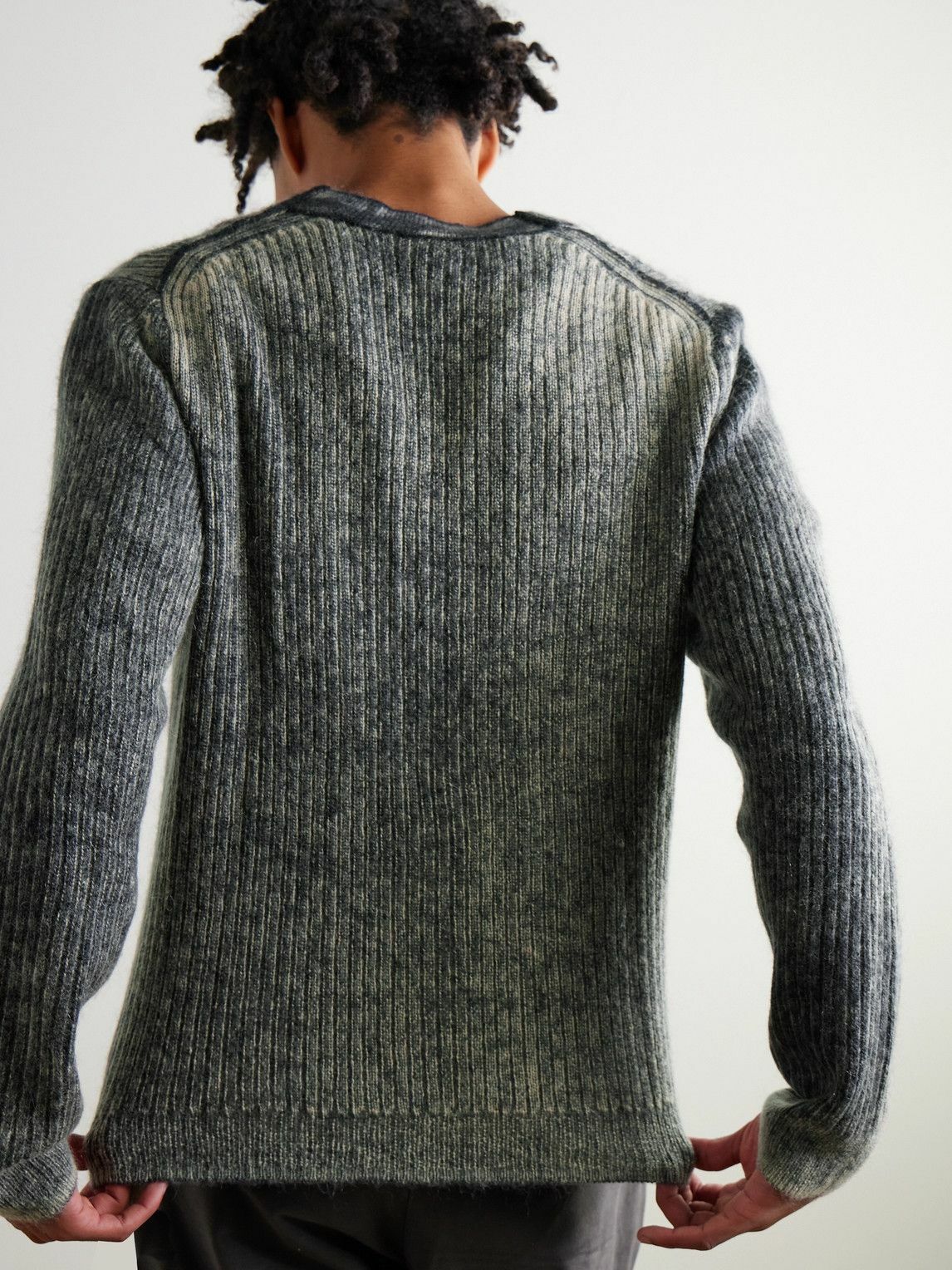 Paul Smith - Printed Ribbed-Knit Cardigan - Gray Paul Smith