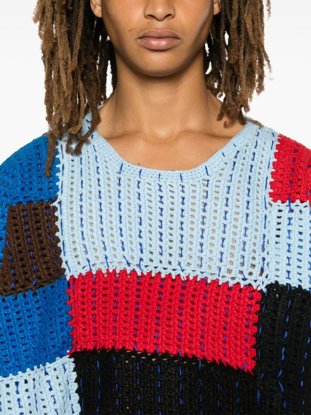 Glass Cypress Blue Colour-Block Sweater Glass Cypress