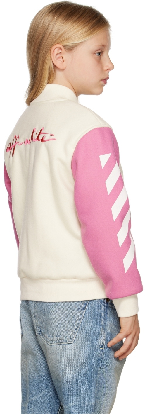Off-White Kids Off-White & Pink Patches Bomber Jacket Off-White