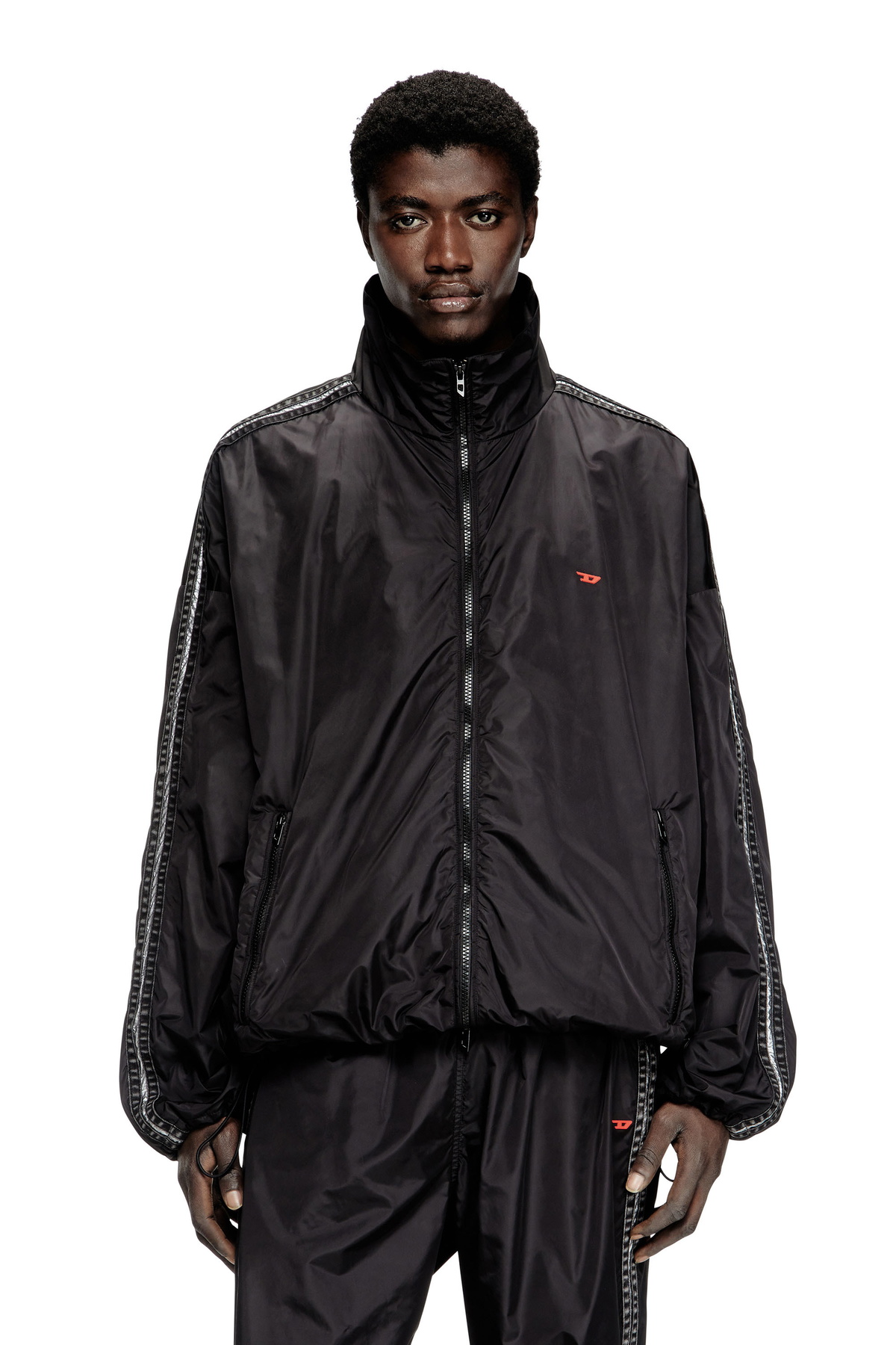Diesel Nylon track jacket with denim bands - Jackets Mens in To Be ...