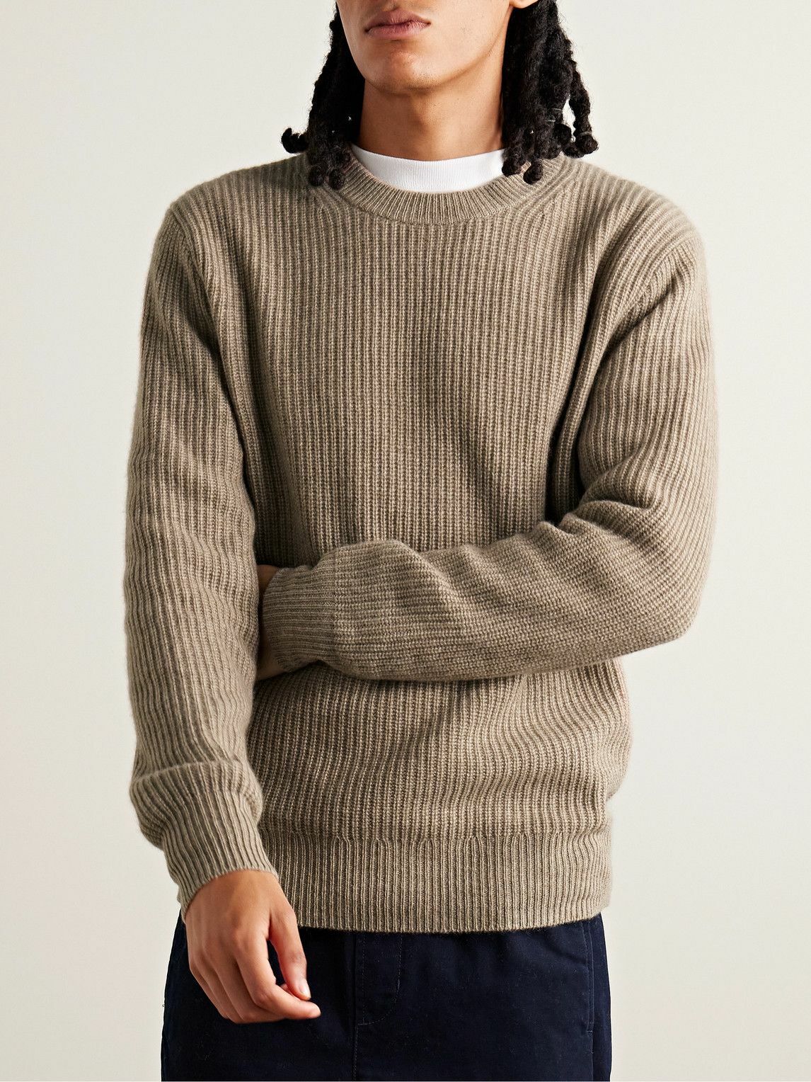 Alex Mill - Jordan Ribbed Brushed-Cashmere Sweater - Neutrals Alex Mill