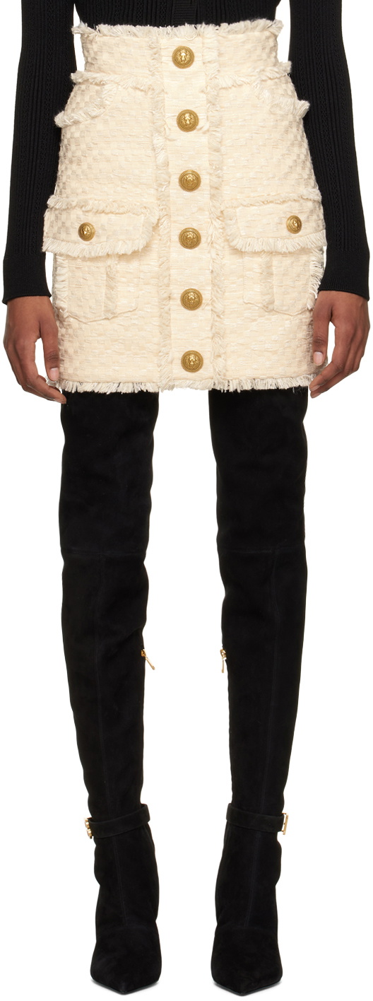 Balmain Off-White Pencil Miniskirt Balmain