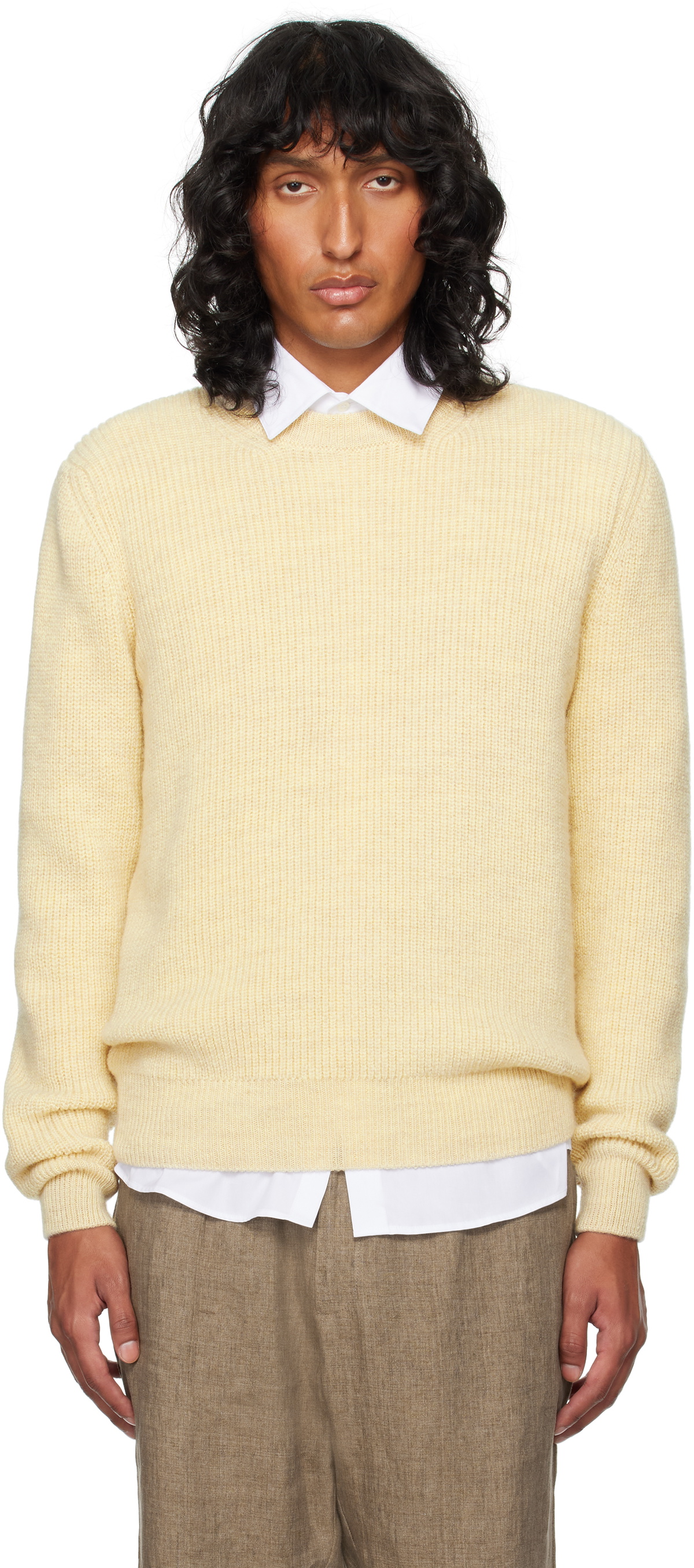 Sunspel Off-White Luxury British Wool Sweater Sunspel