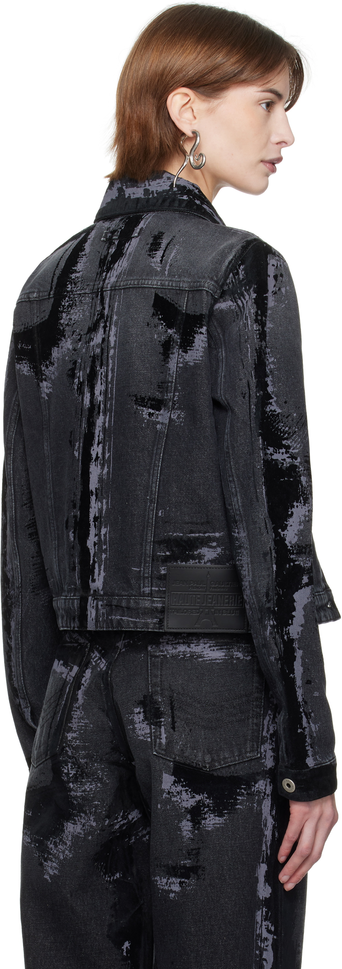 Jean Paul Gaultier Black 'The Flocked' Denim Jacket Jean Paul Gaultier
