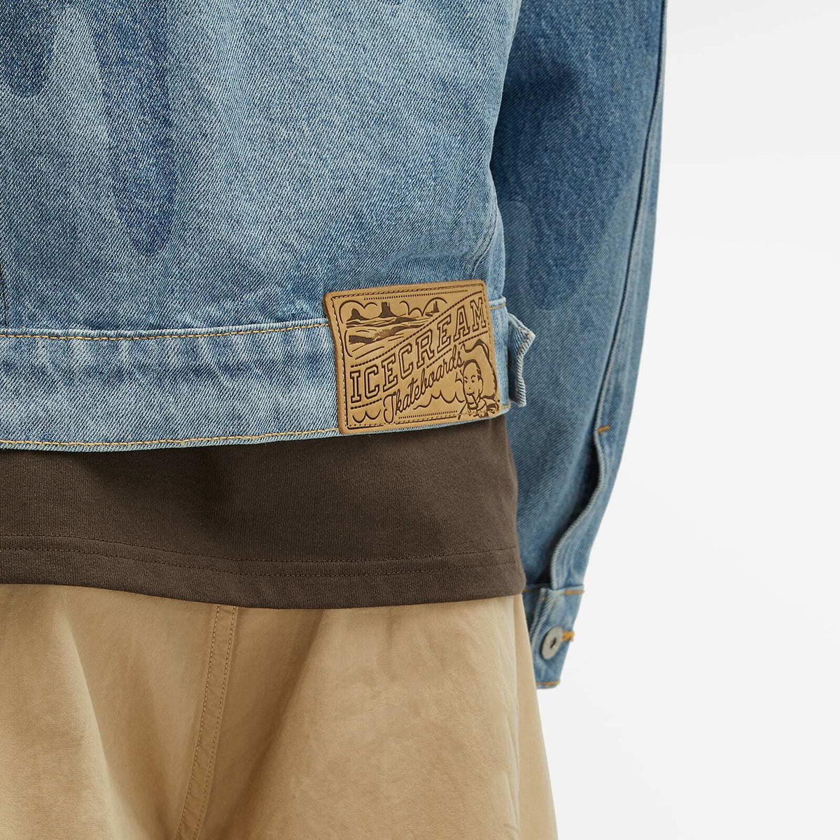 ICECREAM Men's Drip Denim Trucker Jacket in Mid Wash Blue ICECREAM