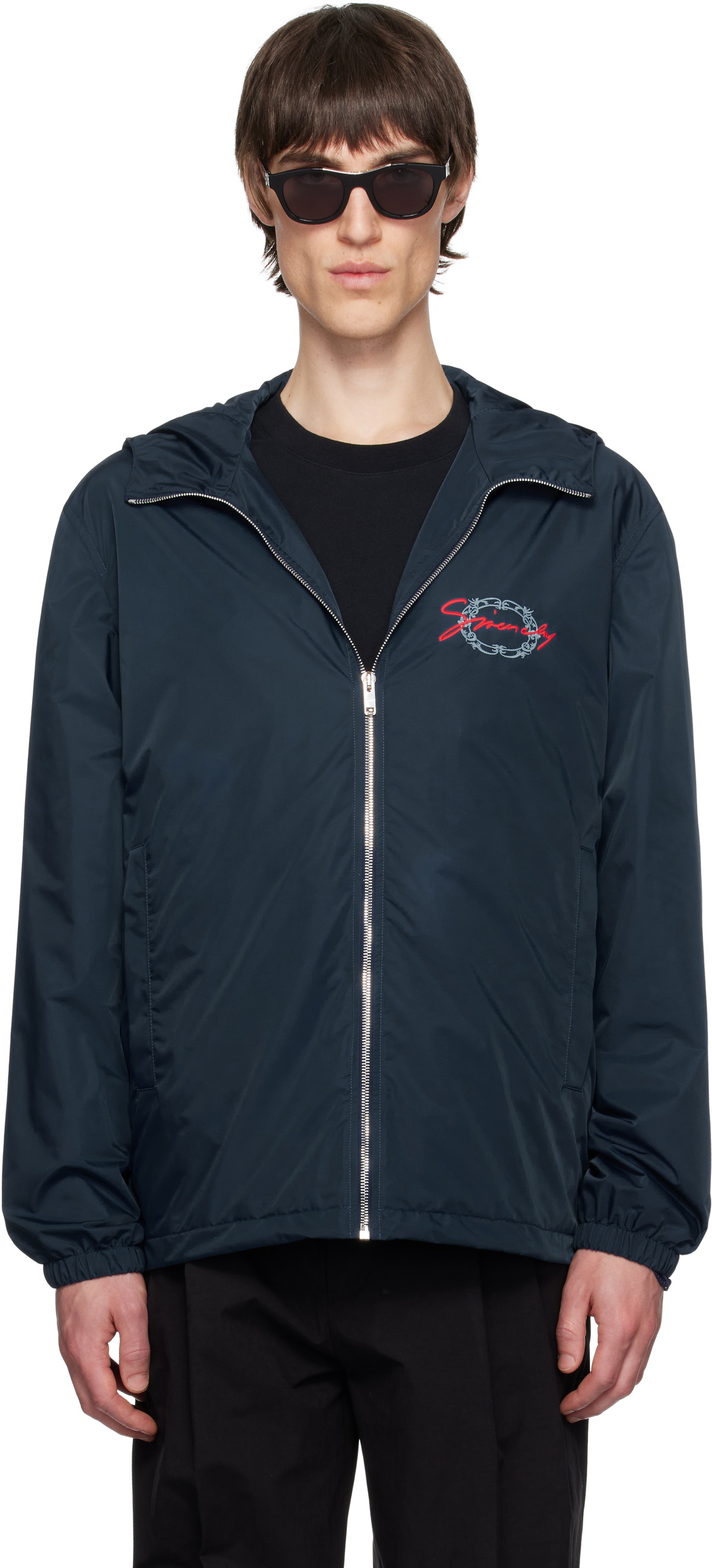 Givenchy Navy 'GIVENCHY' Medallion Windbreaker Givenchy